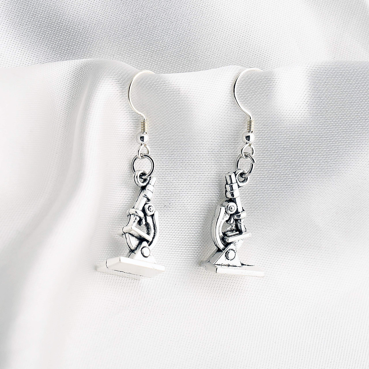 Microscope Dangle Earrings DNA Double Earrings Scientist Gifts Biology Chemistry Teacher Gift Science Nerd Jewelry Gifts (Microscope Earrings)
