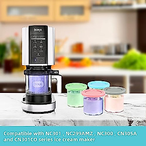 Ninja Creami Containers,4PCS Creami Pint Containers,Ice Cream Pints Containers with Lids for NC301 NC300 NC299AMZ Series Ice Cream Maker(Free Spoons)