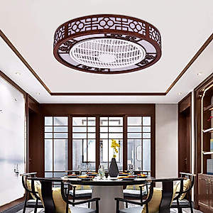 64W LED Ceiling Fans,Modern Acrylic Semi Flush Mount LED Invisible Ceiling Fan Lighting with Remote Control 3-Light Color and 3-Speed Changeable Enclosed Fandelier Timing Lamp (21.6 inch Square)