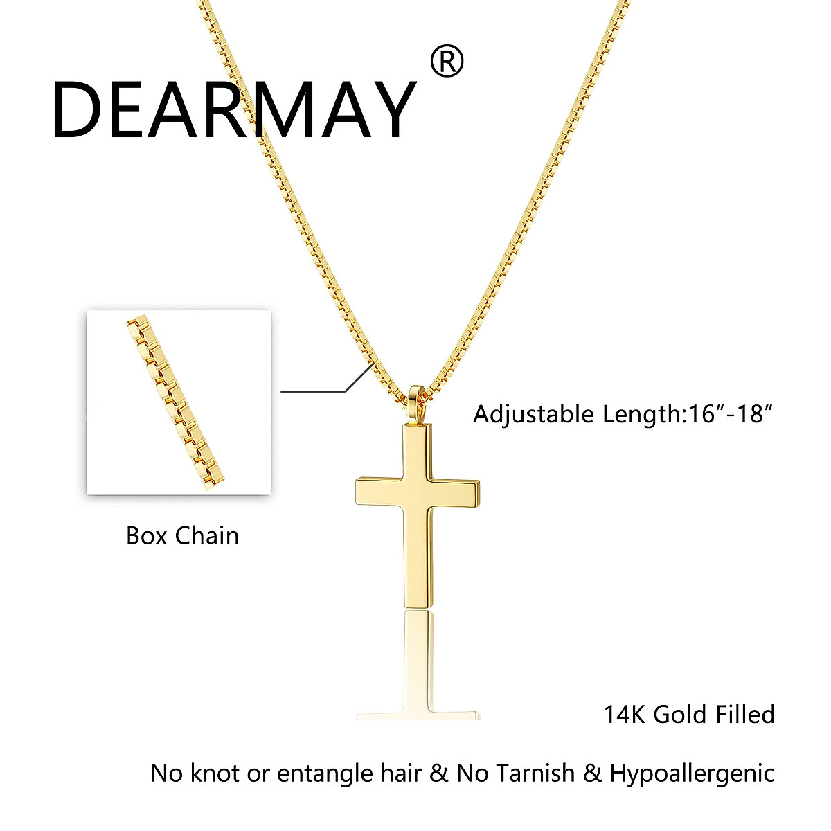 DEARMAY Dainty Gold Cross Necklaces for Women, 14K Gold Cross Necklace for Women Simple Small Gold Cross Pendant Necklace Thin Chain Choker Necklaces Jewelry for Women Gift