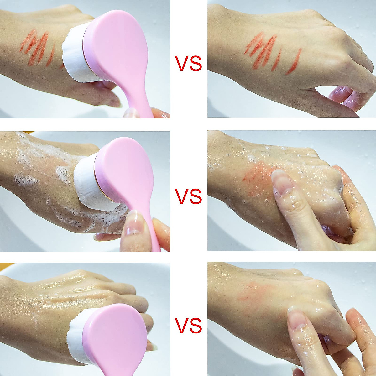 Beomeen 2 Pack Soft Bristle Facial Cleansing Brush for Deep Pore Cleaning, Face Exfoliating Scrub Brush for Face Cleansing Skincare Massaging (Pink and Jade White)