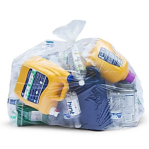 55 Gallon Clear Trash Bags, (50 Bags w/Ties) Large Clear Plastic Recycling Garbage Bags.