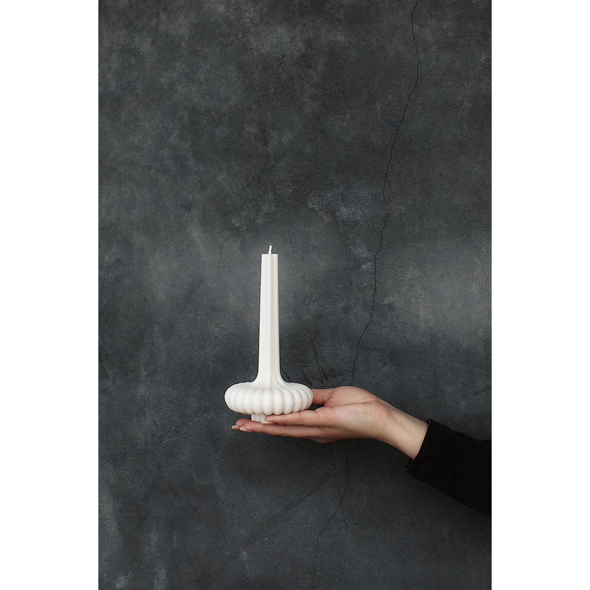 LAWA Set of 2 Pumpkin Base Candle - Beautiful Handmade Pillar Unscented Soy Wax Candle Elegant Aesthetic Vase Candle Housewarming Gift Home Room Shelf Decor Idea White