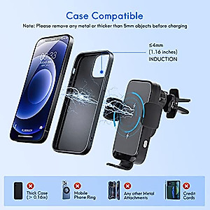 HUTANTOU Wireless Car Charger Mount, 15W Wireless Car Phone Charger Qi Fast Charging Vent Mount Wireless Charger Compatible with iPhone 13/13 Pro/12 Pro Max/12 pro/12/11/10/8 Series, Samsung Series
