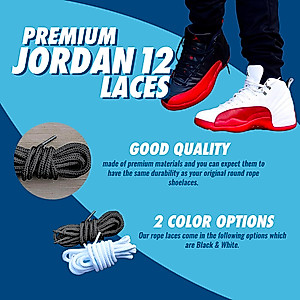 Proof Culture Jordan 12 Round Shoe Laces - Thick Athletic Laces for Tennis, Running, Hiking, Work, and Boots (67" Black)