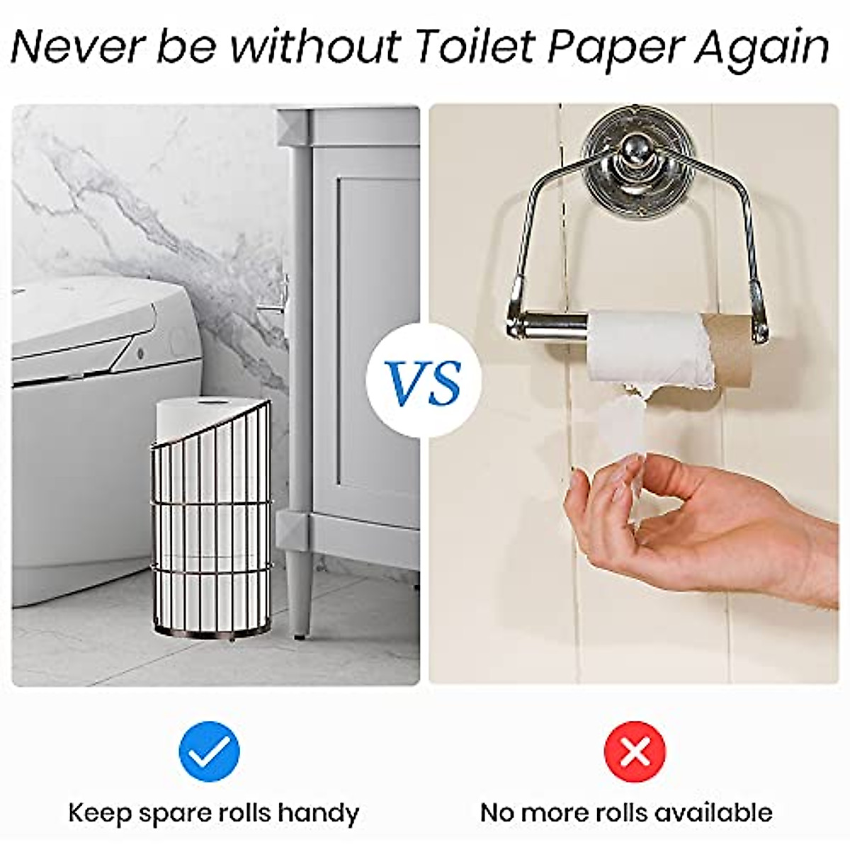 Toilet Paper Storage Holder Stand for Spare Bathroom Tissue Mega Rolls-Bronze