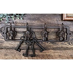 Ebros Cast Iron Whimsical Rustic Wagging Puppy Dog Tails 4 Pegs Quad Wall Hooks 13.75" Wide Hanger Dogs Themed Wall Mount Leash Coat Hat Keys Hook Decor Hanging Sculpture Plaque