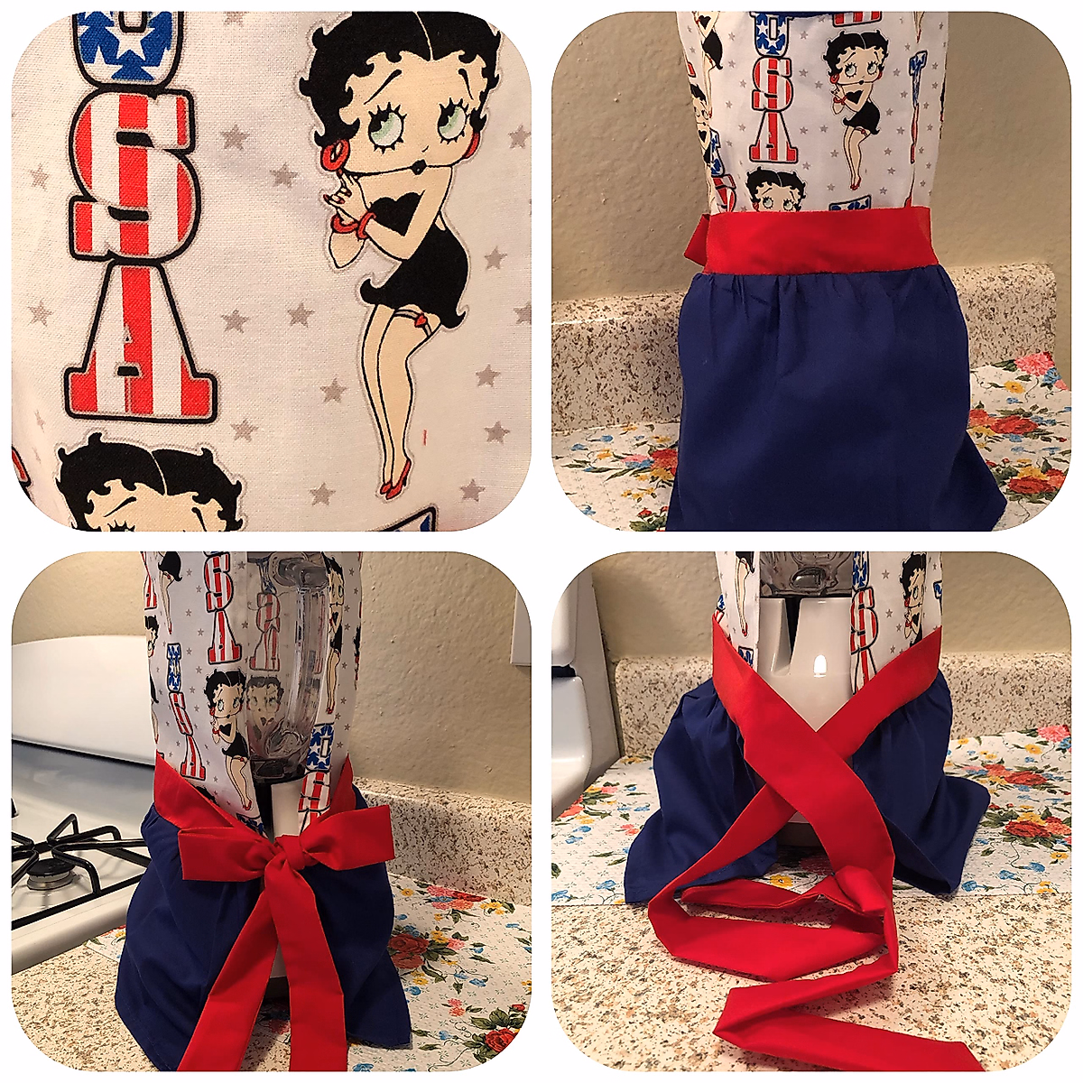 Blender Cover for OSTER. Kitchen design: Betty Boop- Dress for blender-Ribbons to make your own adjustable bow.