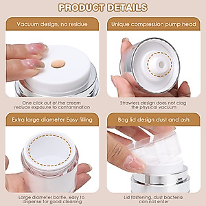 Airless Pump Jar, 2 Pieces Moisturizer Pump Dispenser, Refillable Cosmetic Jars Airless Pump Bottles, Leak-proof Empty Travel Size Cream Jar Vacuum Lotion Bottle Container (2 Pack)