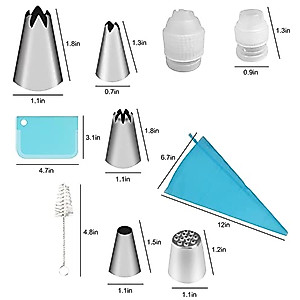 Piping Bag and Tips Set, Cake Piping Set for Baking with Reusable Piping Bags and Tips, Standard Converters, Silicone Rings, Decorating Supplies for Deviled Egg, Cake, Cupcake and Cookie Icing