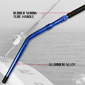 Fiblink Bent Butt Fishing Rod 2-Piece Saltwater Offshore Trolling Rod Heavy Roller Rod Conventional Boat Fishing Pole with Roller Guides (5'1" 50-80 lbs)