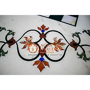 Whtie Marble Chess Dining 51" Table Top Floral Marquetry Arts Playroom Decor Gift For Chess Player