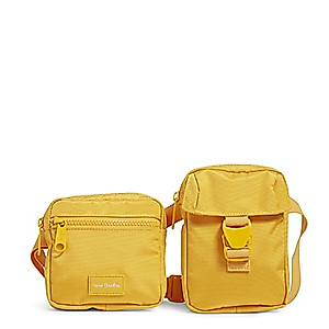 Vera Bradley Women's Recycled Lighten Up Reactive Convertible Belt Bag Sling Crossbody Bag, Goldenrod, One Size