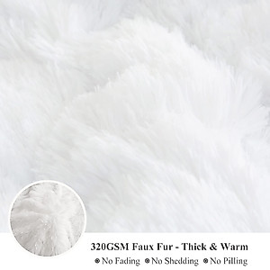 XeGe Plush Shaggy Duvet Cover, Luxury Ultra Soft Crystal Velvet Fuzzy Bedding 1PC(1 Faux Fur Duvet Cover), Fluffy Furry Comforter Cover with Zipper Closure(Queen, White)