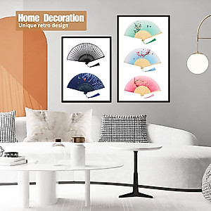 AOIPAMKEL Folding Fan Hand Held Fan, 5 pcs Japanese Fan Foldable Hand Fan, Silk Paper Fans with Tassel, Hollowed Fringe Foldable Fan, Handheld Fan foldable for Wedding, Party, Gifts, Wall Decoration