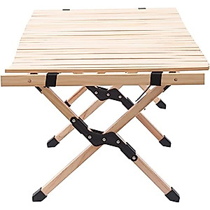 OMKUOSYA Portable Camping Table, Wooden Folding Beach Picnic Table with Carry Bag for Outdoor Cooking, Picnic, Camp, BBQ, Travel, Backyard Patio Party