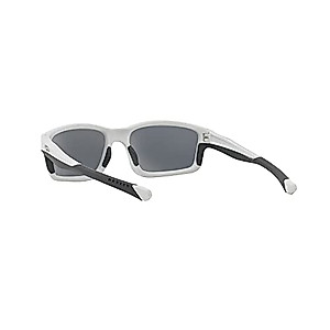 Oakley Men's OO9247 Chainlink Rectangular Sunglasses, Matte White/Grey Polarized, 57 mm