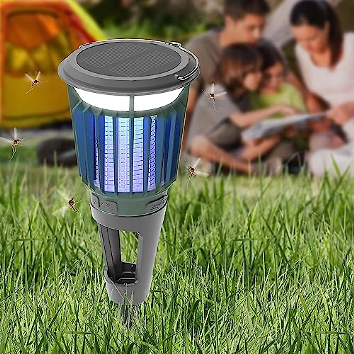 Wisely Enhanced Solar Zapper w. Lanterns/Auto On & Off/Removable Spikes – 1PK-Blue