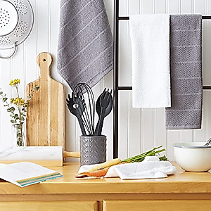 DII Basic Chef Collection, Assorted Terry Kitchen Towel Set, Dishtowel Set, Gray, 4 Piece