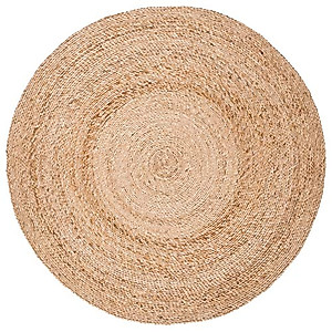 SAFAVIEH Natural Fiber Round Collection 3' Round Natural NFB249A Handmade Boho Country Charm Jute Area Rug