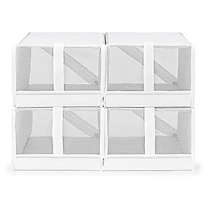 Whitmor White Mesh Shoe Boxes-Set of 4