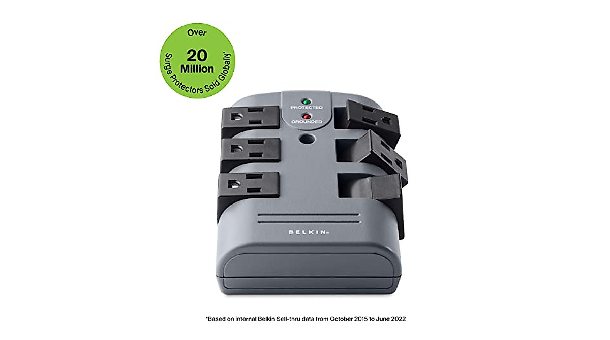 Belkin Surge Protector with 6 Rotating Outlets & 1080 Joules Protection