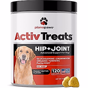 Glucosamine for Dogs Hip and Joint Supplement - Safe Joint Support for Dogs - Natural Dog Joint Supplement with Glucosamine Chondroitin MSM Turmeric - 120 Joint Care Chews for Dogs ActivTreats