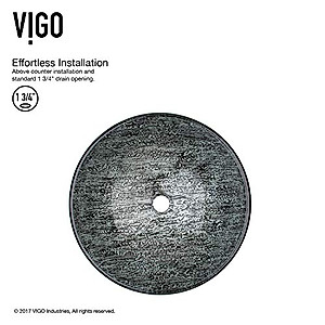 VIGO Titanium 16.5 inch Diameter Over the Counter Freestanding Matte Stone Round Vessel Bathroom Sink in Slate Grey - Sink for Bathroom VG07050