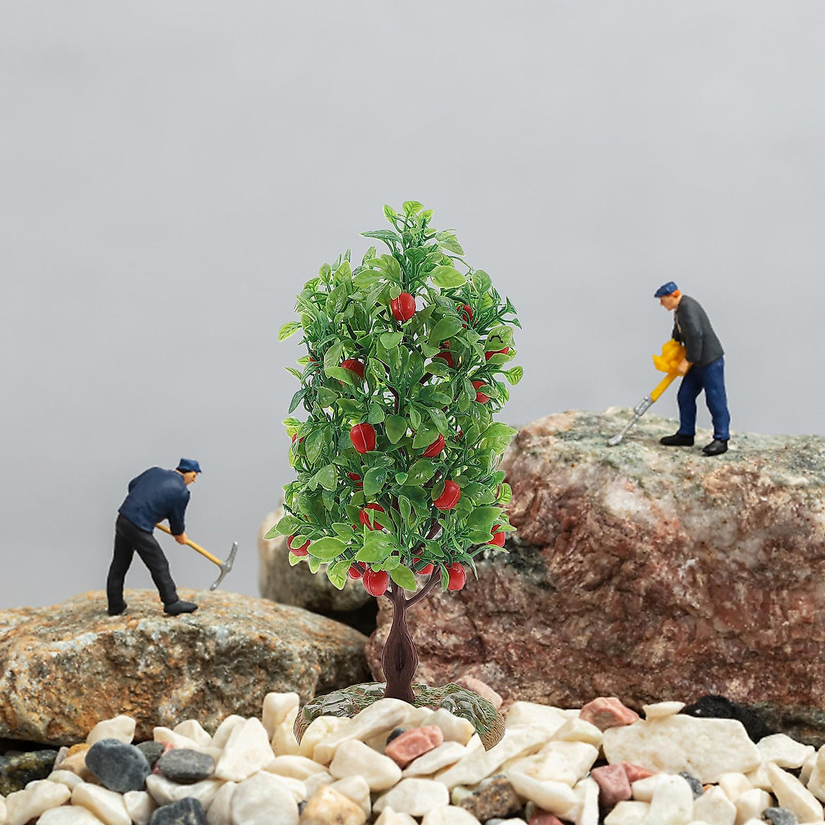 Beavorty 2pcs Model Trees with Bases Miniature Trees Model Garden Train Scenery Flower Trees Fake Architecture Trees Artificial Apple Trees for DIY Crafts Building Model Small Trees Model