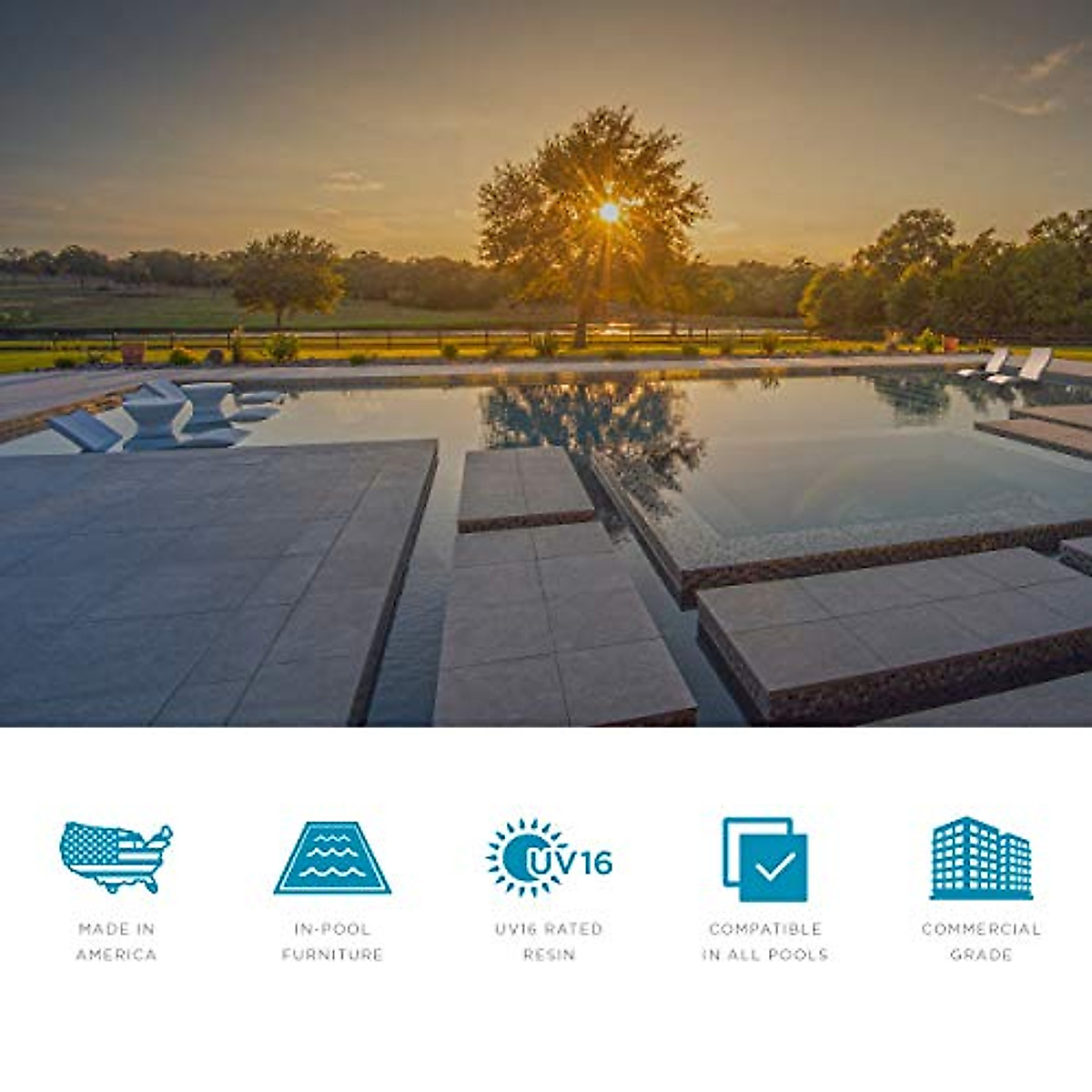 Ledge Lounger Signature in-Pool Low Back Chair for 0-9 inch Water Depths (Set of 2) (Granite Gray)