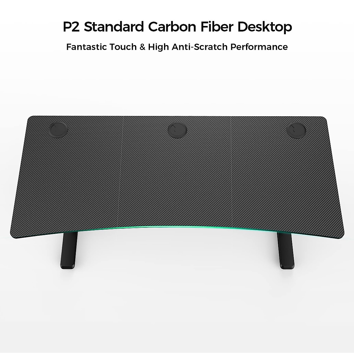 It's_Organized 63 Inch Large Height Adjustable Gaming Desk, Black Home Office PC Computer Manual Standing Curved Edge Table Gamer Workstation with Handle Rack Cup Holder Headphone Hooks Full Mouse Pad