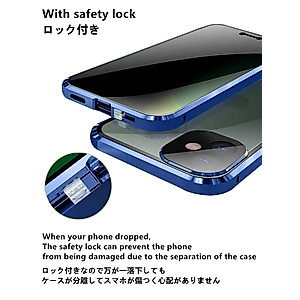 HENGHUI Lockable Anti Peeping Case for iPhone 13 Pro Max Magnetic Glass Case Built-in Camera Lens Protector Privacy Screen Glass Protector Bumper Case Anti peep Cover with Lock (13ProMax, Gold)