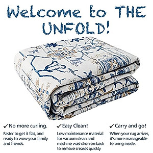 JINCHAN Area Rug 3x5 Persian Washable Rug Indoor Entryway Rug Navy Blue Floral Print Rug Boho Farmhouse Foldable Thin Rug Kitchen Floor Cover Non Slip Soft Bath Mat for Bedroom Living Room Dining Room