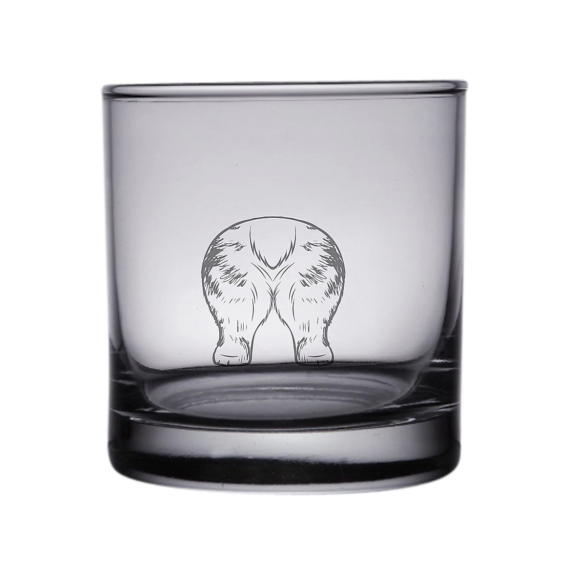 HullSpeed Designs Corgi Butt - 2 Sided Engraved Rocks & Whiskey Glasses (Set of 2)
