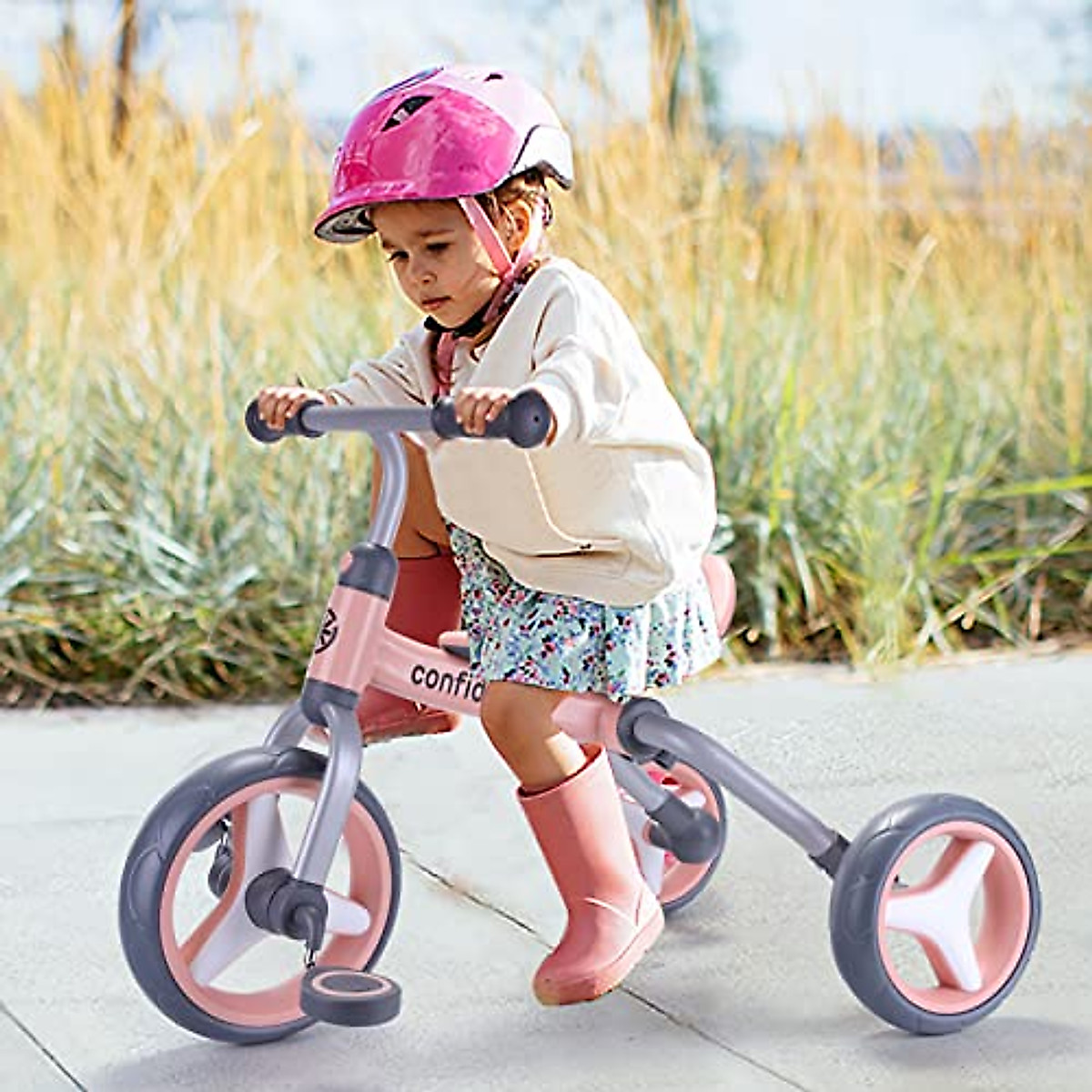 XIAPIA 4 in 1 Tricycle for Toddlers Age 2-5, Folding Toddler Bike& Toddler Tricycle& Baby Balance Bike with Adjustable Seat and Detachable Pedal, Ride-on Toys for 2 3 4 5 Years Old Boys Girls Birthday