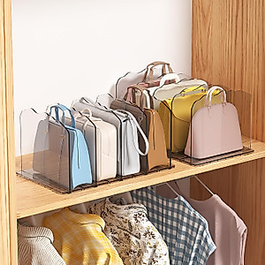 Purse Storage Organizer for Closet, Clear Closet Bag Storage Dividers Rack Adjustable Shelf Purse Dividers for Closet Organization Handbag Separators Closet Purse Organizers and Storage, Clear (1)