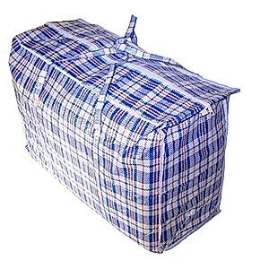 EDOBLUE Jumbo Plastic Checkered Storage Laundry Shopping Bags W. Zipper & Handles (27" x 25" x5")(6 Pack)