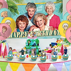 Golden Girls Birthday Party Decoration, Include The Girls Party Backdrop 5 x 3 FT, Cake Topper, Latex Balloons, for Women Fans Birthday Party