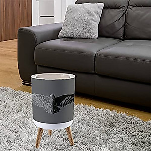 Small Trash Can with Lid Raven in Flight on Grey Low Triangular and Wireframe EPS 8 Isolated 7 Liter Round Garbage Can Elasticity Press Cover Lid Wastebasket for Kitchen Bathroom Office 1.8 Gallon