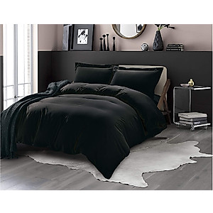 Elegant Comfort 1500 Premium Hotel Quality 3-Piece Duvet Cover Set, Luxury and Softest 1500 Premium Hotel Quality Microfiber Bedding Duvet Set, Wrinkle and Stain-Resistant, Twin/Twin XL, Black