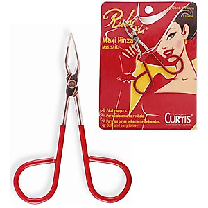 PROFESSIONAL Salon TWEEZERS with Easy Scissor Handle, The BEST PRECISION EYEBROW TWEEZERS Men/Women; PORTABLE Beauty Tools for Facial Hair, Ingrown Hair, Blackhead; Red 57RC; MADE IN MEXICO
