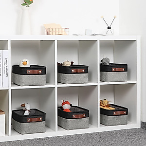 DULLEMELO Collapsible Bundle Baskets 4 Cube Baskets 12"x12"x12" + 6 Small Baskets 11.8"x7.9"x5.1"（Black&Grey