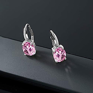 Gem Stone King 925 Sterling Silver 11X9MM Oval Gemstone Birthstone Leverback Drop Dangle Earrings For Women