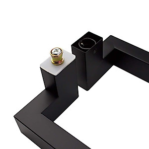 Door Hardware, Black Stainless Steel Double Curved Square Tube Glass Door Handle KTV Push-Pull Door Handle Sliding 3 Lengths -1200×1175mm