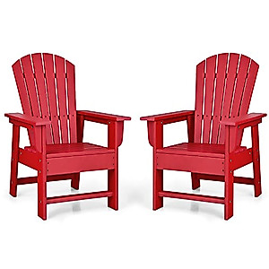Giantex Adirondack Chair, Kids HDPE Patio Chair Lawn Chair with Ergonomic Backrest for Deck, Porch, Backyard, Poolside, Indoor, Weather Resistance Toddler Outdoor Chair (1, Red)