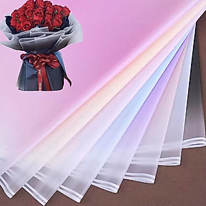 OUKEYI 40 Counts /8Colors matte paper flower Frosted Paper Translucent Waterproof Floral Wrapping Paper，Florist Bouquet Supplies,DIY Crafts,Gift Packaging or Gift Box PackagingPaper 22.8x22.8Inch