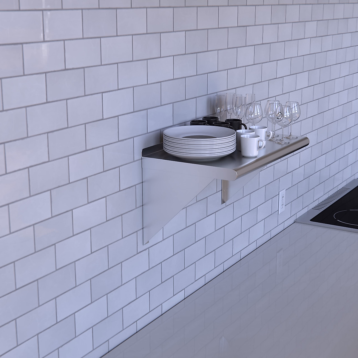 Express KitchQuip NSF Certified 18 Gauge Heavy Duty Stainless Steel Wall Shelf with Brackets for Kitchens, Utility Rooms, Storage, Offices & Home (24"x18")