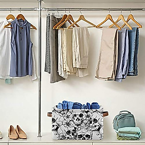 WELLDAY 2PCS Storage Basket White Skull Large Foldable Storage Bin Cube Collapsible Organizer