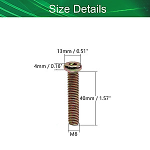 Yinpecly M8 x 40mm Hex Socket Flat Head Screws Furniture Bolts Fastener Full Thread Carbon Steel Colorful 10pcs