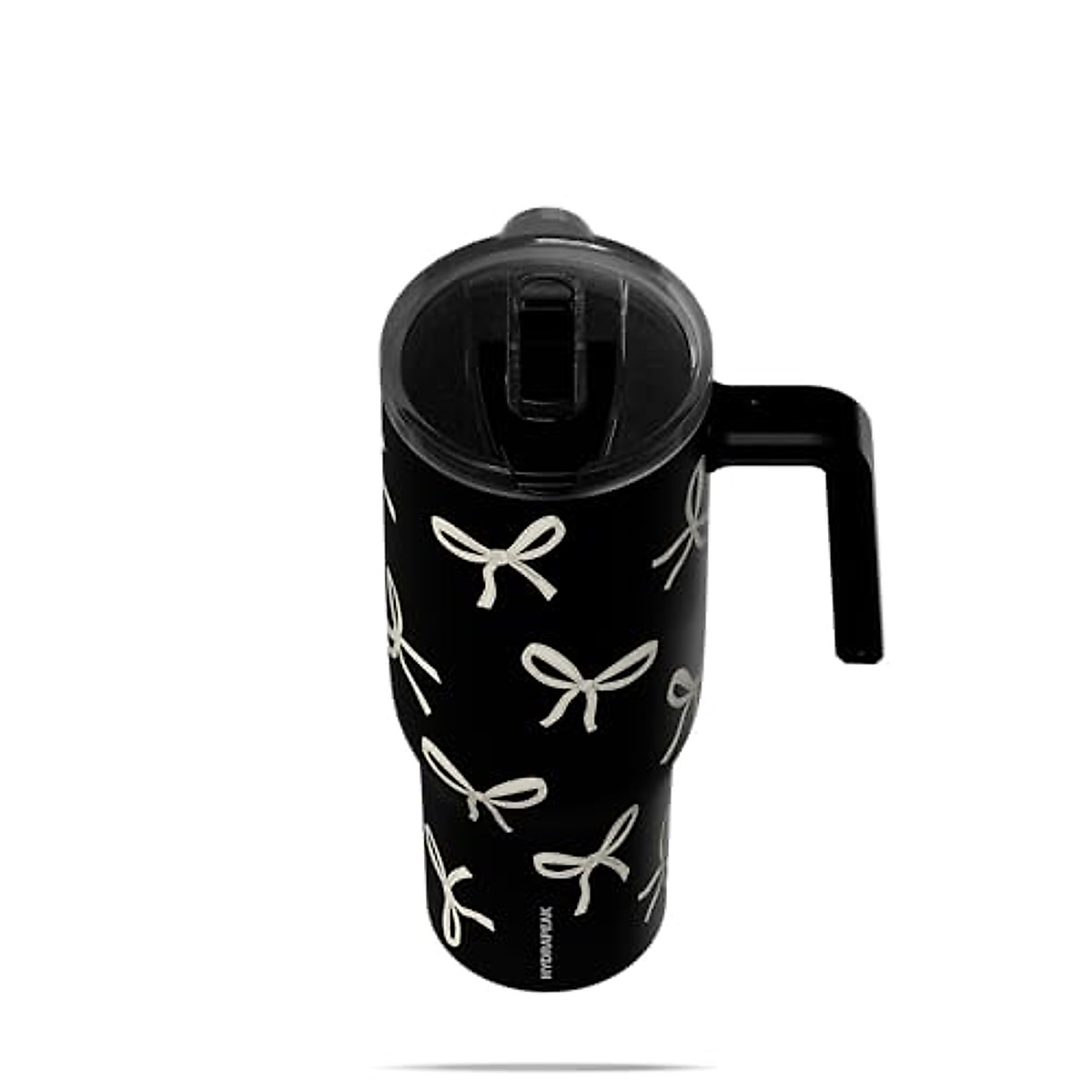 Hydrapeak Voyager 40 oz Tumbler with Handle and Straw, 100% Leakproof Insulated Tumbler with Sip and Straw Lid, Made of Stainless Steel, Cup Holder Friendly Base (Cream Bows)